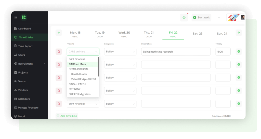 Employee Timesheet Software by BeOnBoard (BoB)